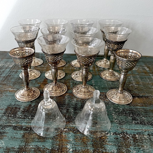 Dining | 12 Antique Aperitif Cordial Sterling Silver Glasses | Poshmark